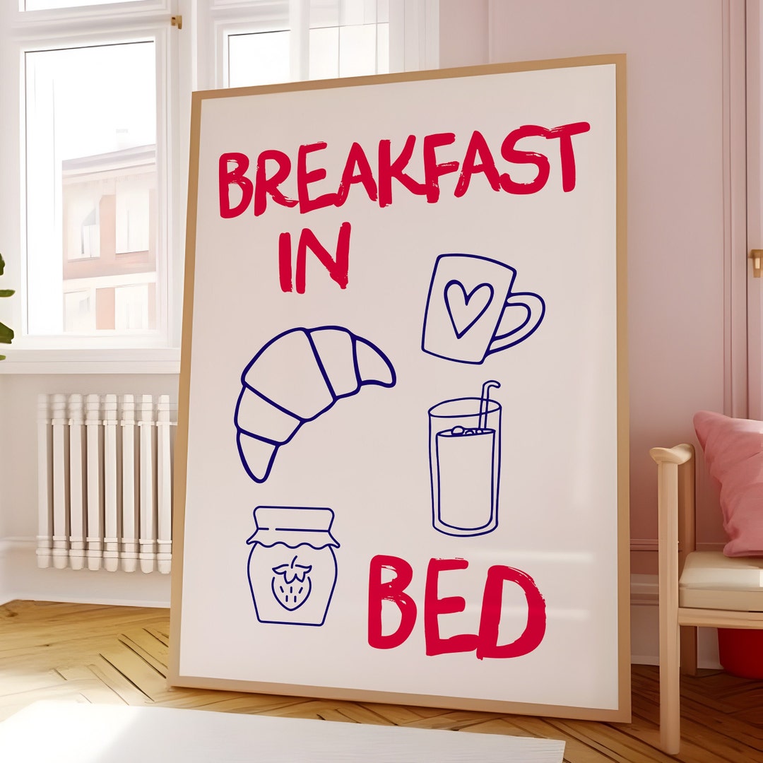 Breakfast Wall Art Food Poster Coffee Print Croissant Poster Trendy ...