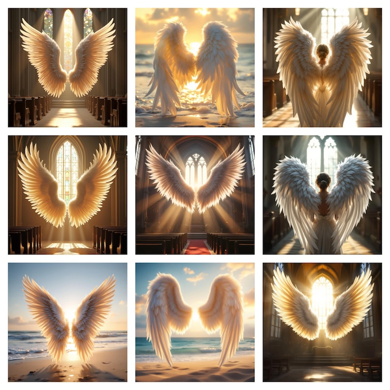 29x White Angel Wings, Transparent Design, Png, Beach, Church, Paternity, Photoshop, 300DPI ...