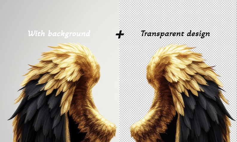 16x Black and Gold Wings Overlay, Angel Clipart, Photoshop Backdrop ...