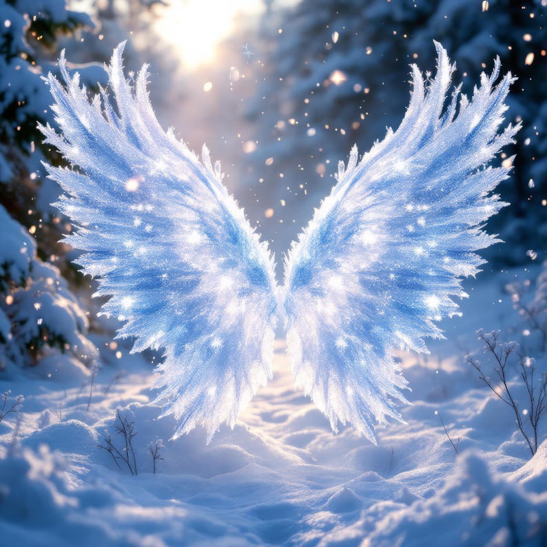 8x Winter Wings PNG Clipart, Snowy Bird Wings Graphic, Cold Season Clip ...