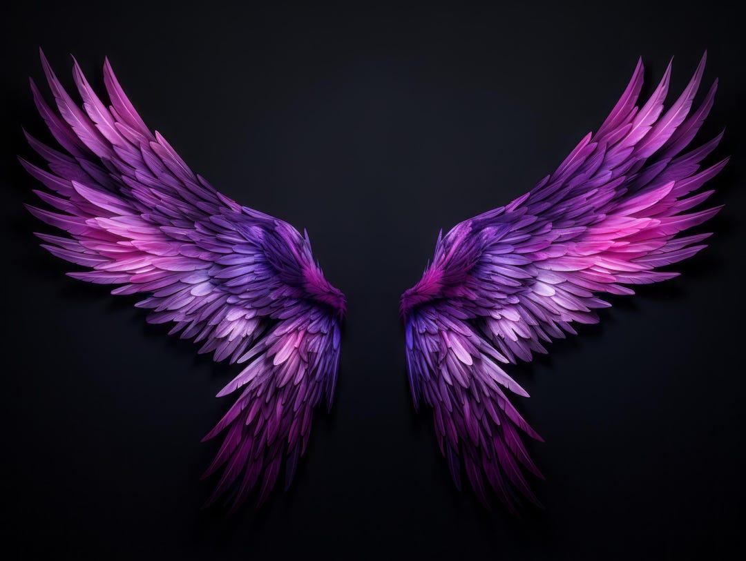 64x Purple Angel Overlay Bundle, Ethereal Clipart, Angel Wing ...