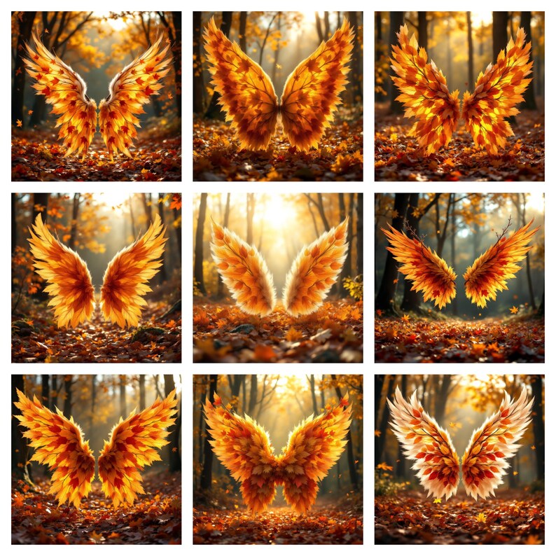 9x Autumn Wings PNG Digital Download, Fall Butterfly Clipart, Nature ...