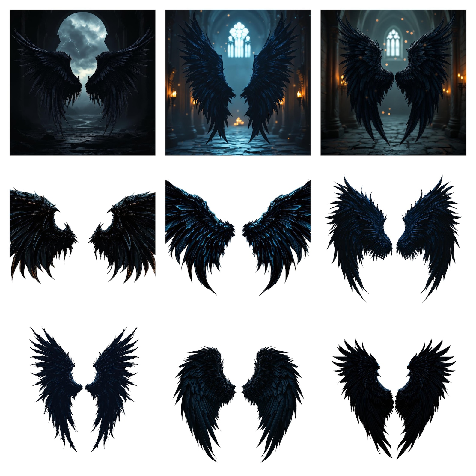 12x Gothic Wings - Digital Image for Backdrops and Overlays - Perfect ...