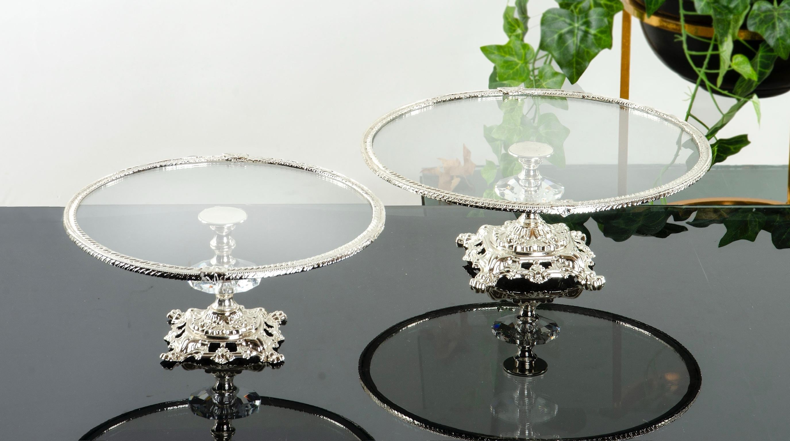 Gold & Silver Cake Stand: Glass Dessert Display, Wedding Decor - Etsy