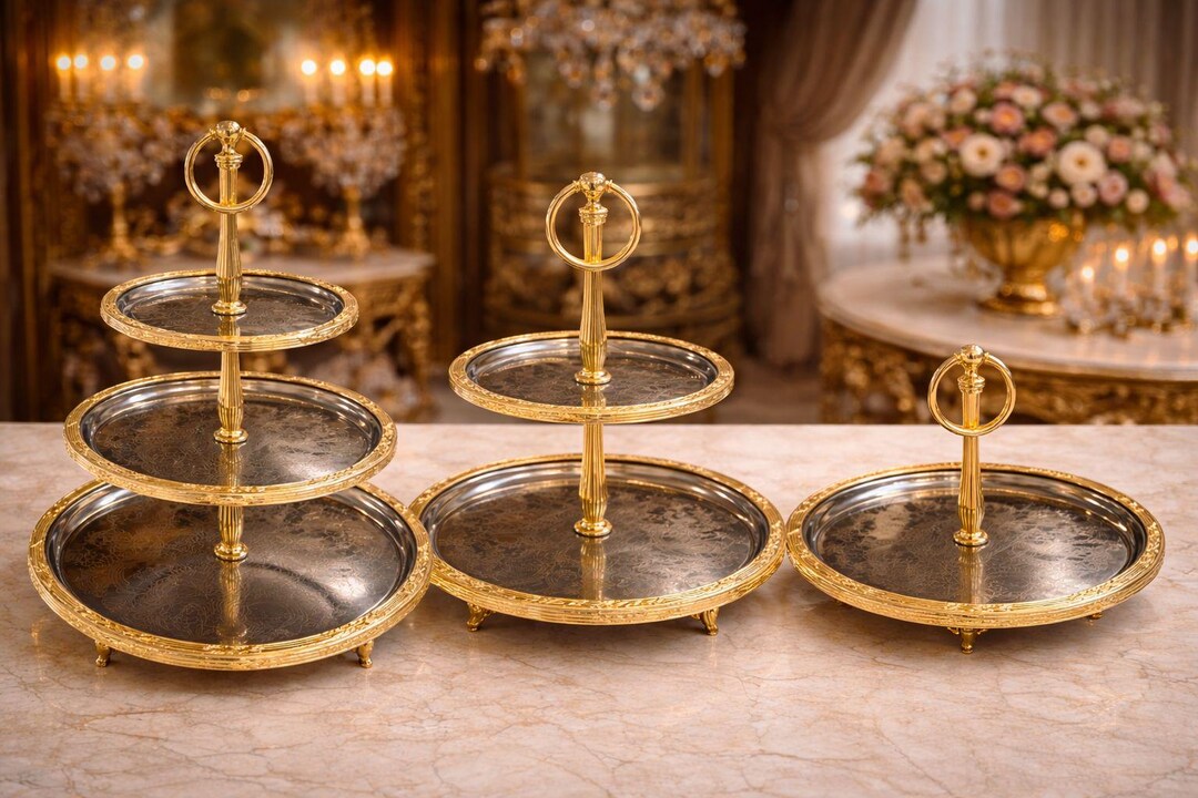 Gold Tiered Stand, Elegant Tiered Tray for Desserts, Wedding, Birthday ...