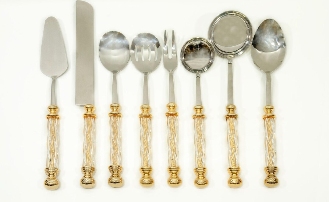 Elegant Serving Utensil Set in Gold Silver and Antique Finish for ...