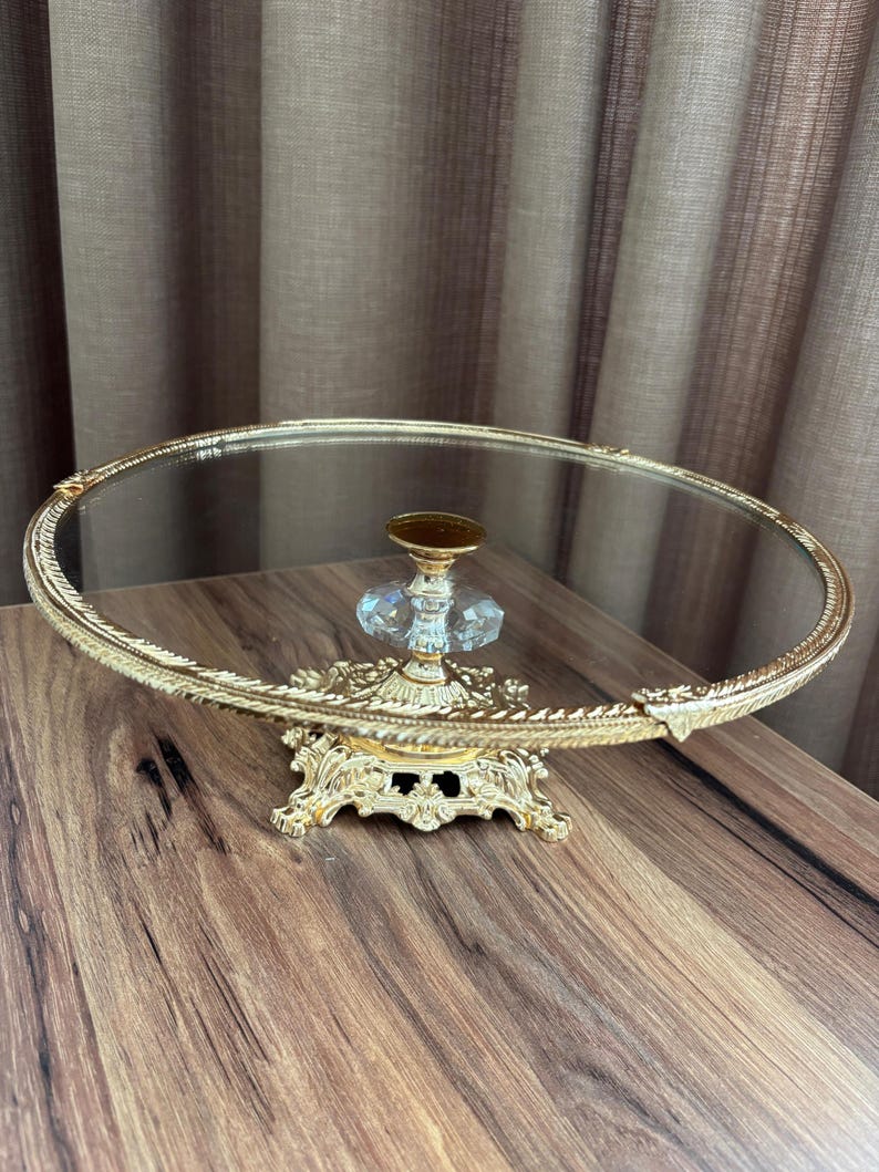 Gold & Silver Cake Stand: Glass Dessert Display, Wedding Decor - Etsy
