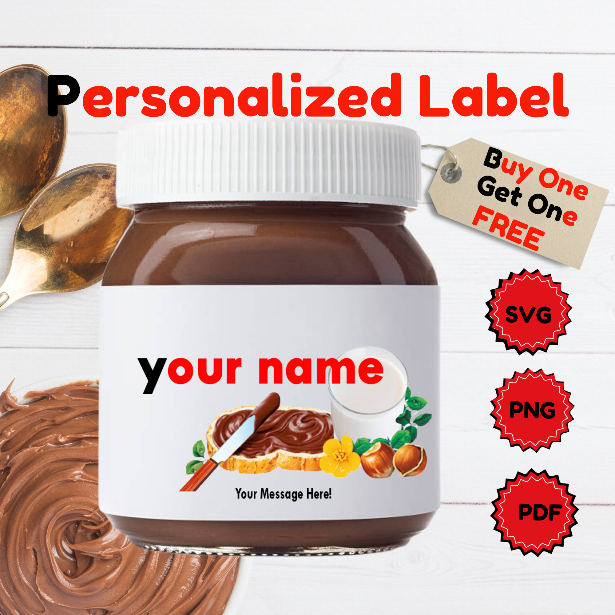 Personalised Nutella Jar Label,printable Chocolate Label,printable ...