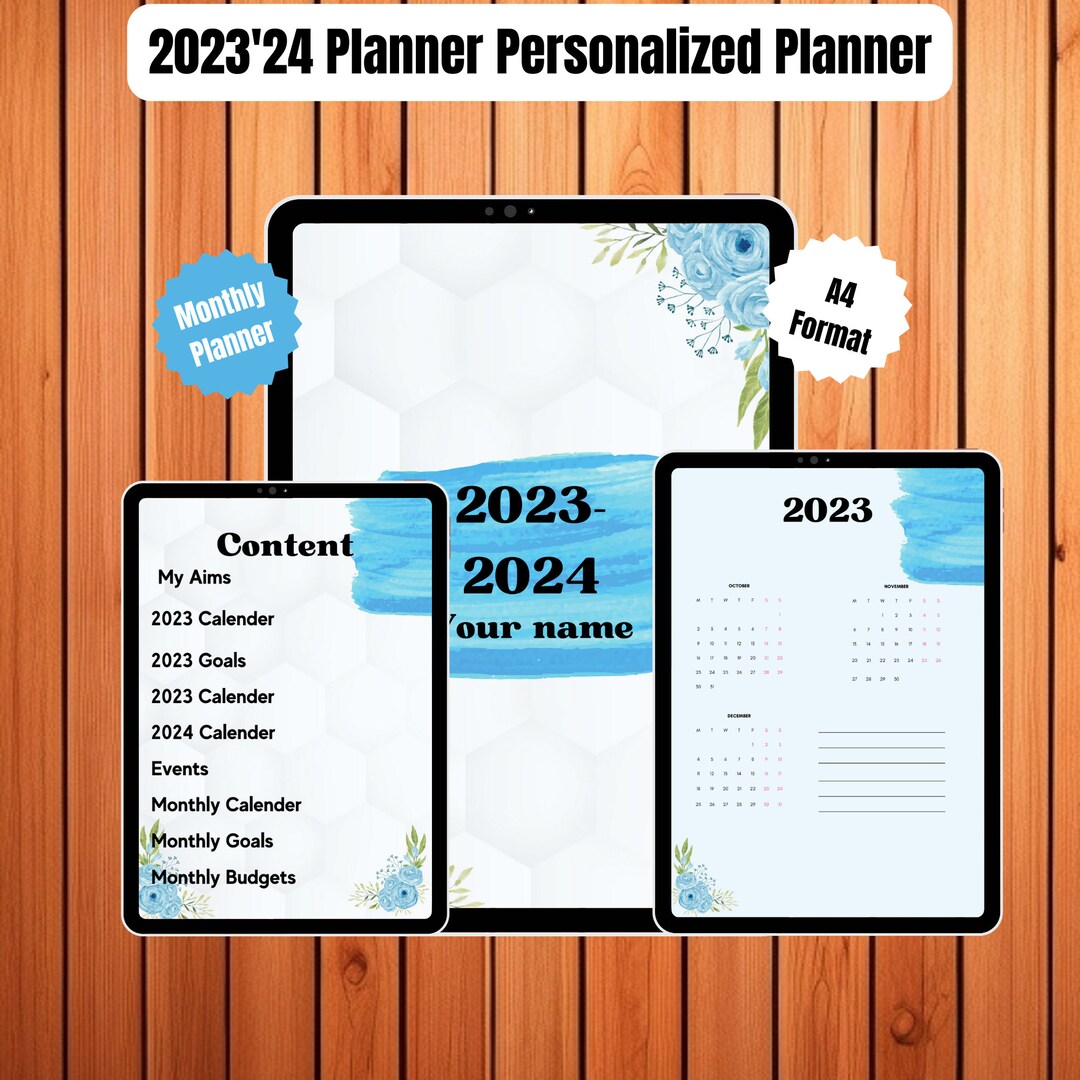 Personalized 2024 printable planner,2024 journal,2023 printable planner ...