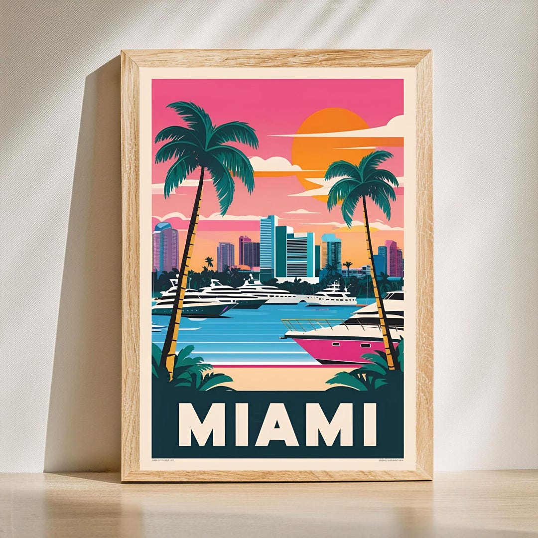 PRINTABLE Retro Miami Wall Art | 80s Sunset City Poster | Palm Tree ...