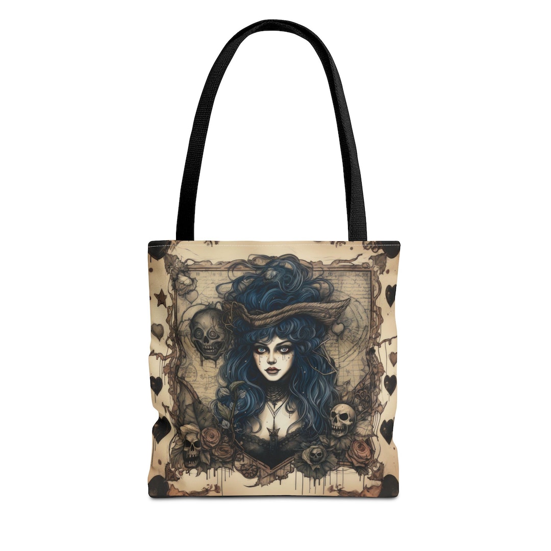 Vintage Gothic Witch Tote Bag Spooky Occult Shoulder Bag, Halloween ...