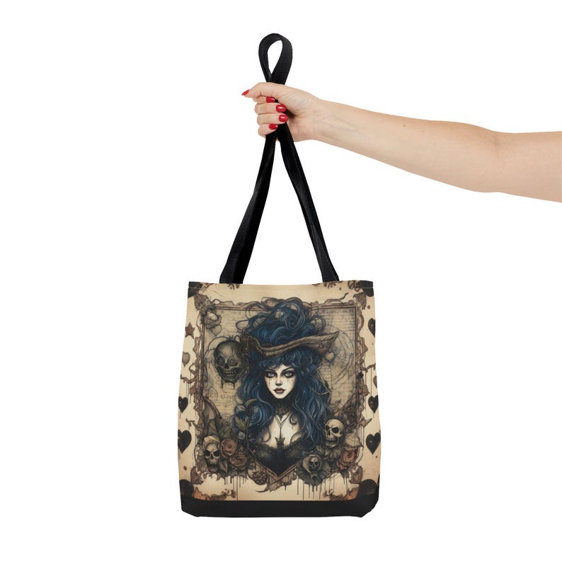 Vintage Gothic Witch Tote Bag Spooky Occult Shoulder Bag, Halloween ...