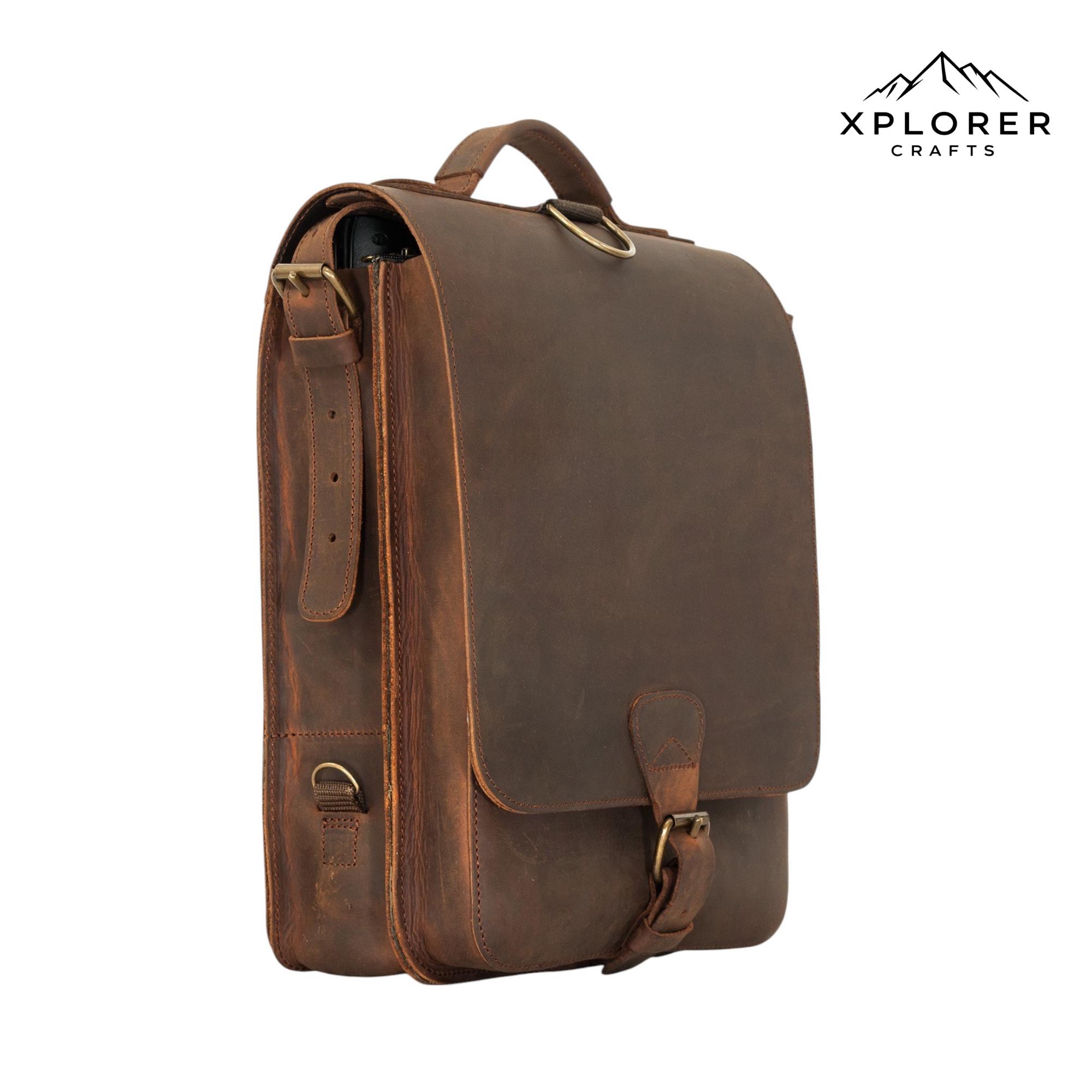 Leather Writer’s Bag, Handmade Satchel for Journals, Laptop Bagpack ...
