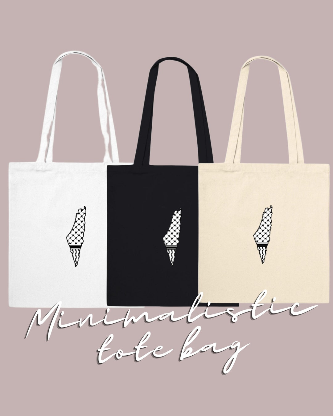 Minimalistic Palestine Keffiyeh Kufiya Map Tote Bag, Palestine Scarf ...