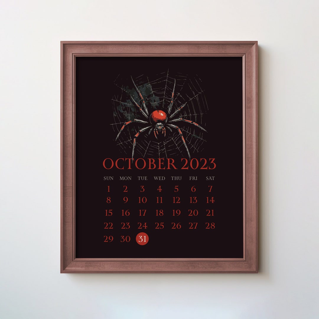 October Spider Calendar Print, Plan Your Halloween With a Seasonal ...