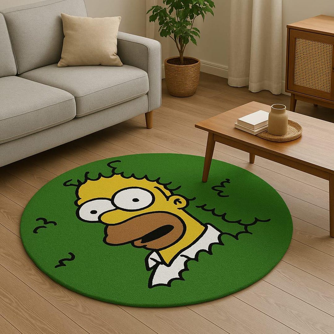 Homer Simpson Round Rug: 3D Cartoon Design for Playroom Decor - Etsy