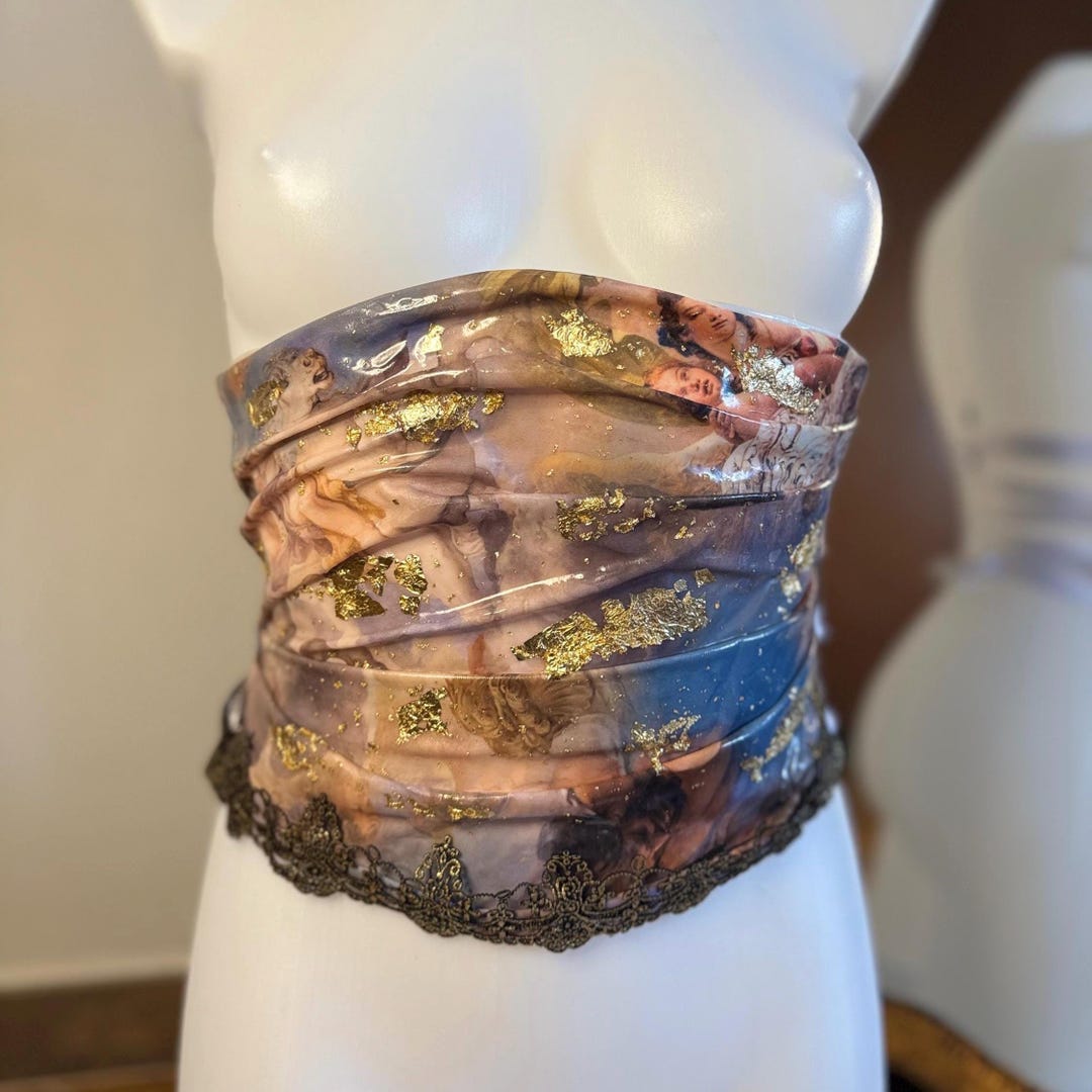 Shiny Resin Underbust Corset, Renaissance Style With Gold-colored ...