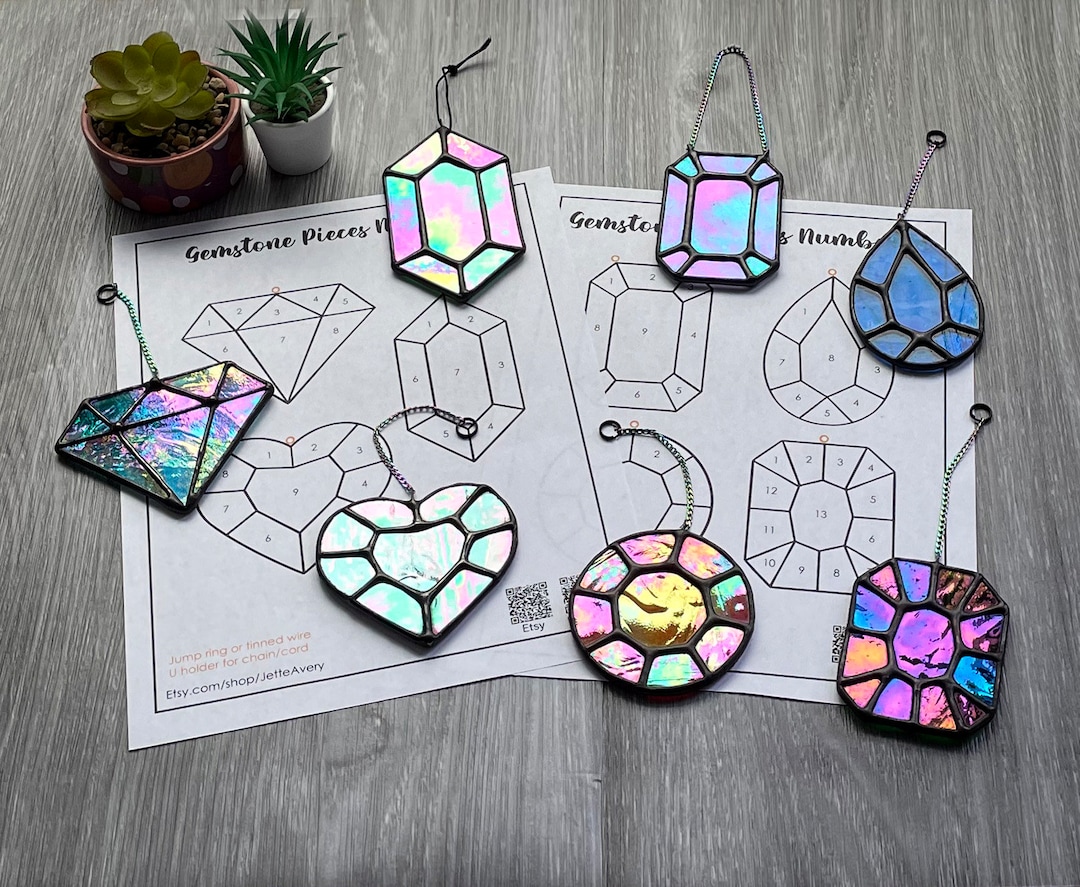 Pattern- Gemstone Stained Glass Suncatcher Bundle (7 Gemstones) - Etsy