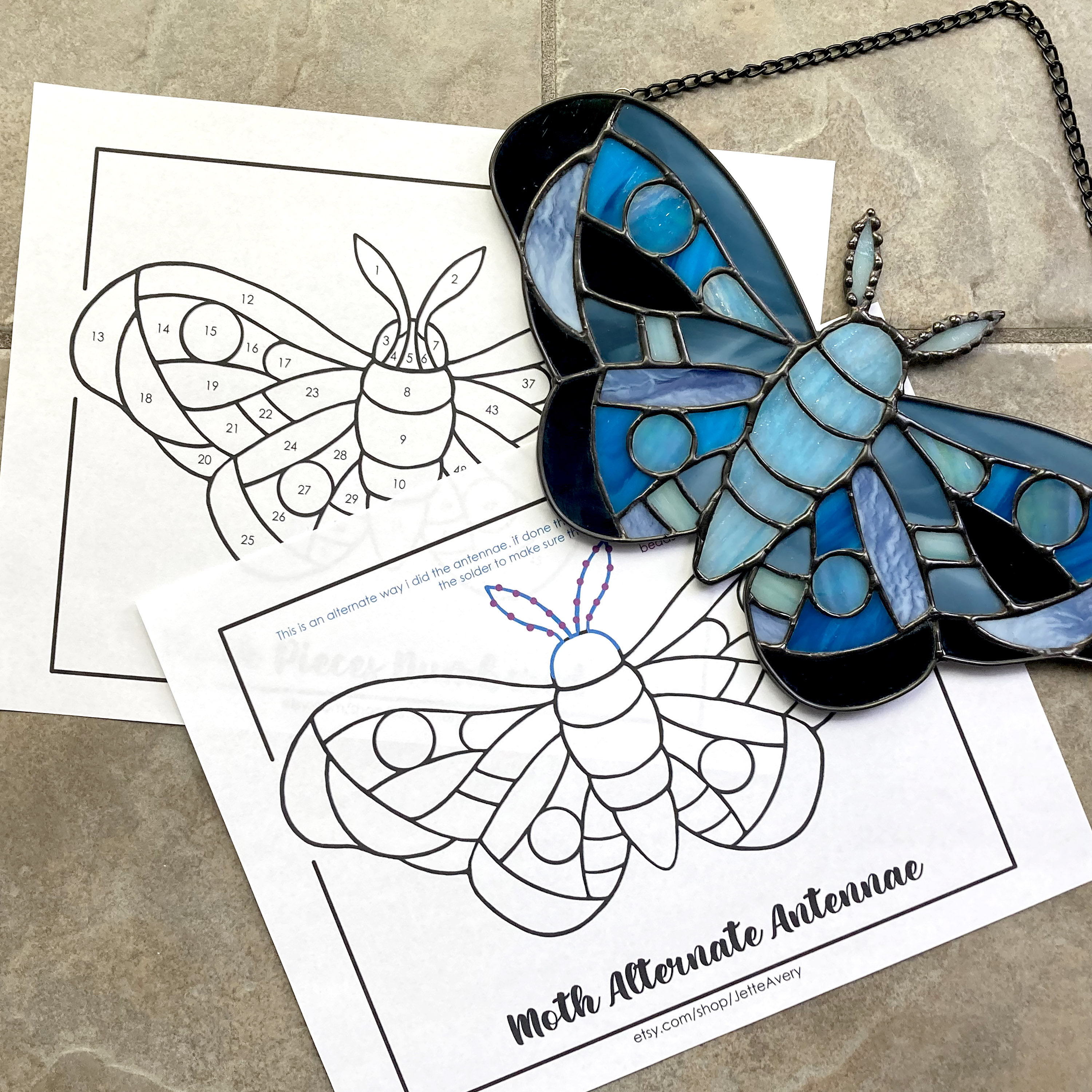 Pattern Stained Glass Moth Suncatcher hobby Use - Etsy