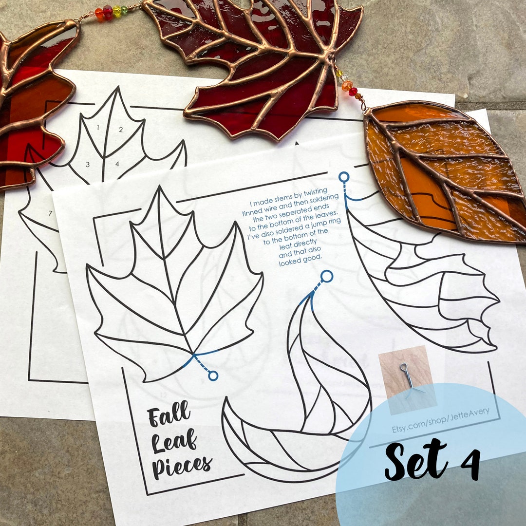 Pattern- Stained Glass Leaves Set #4 (3 Leaves) - Etsy