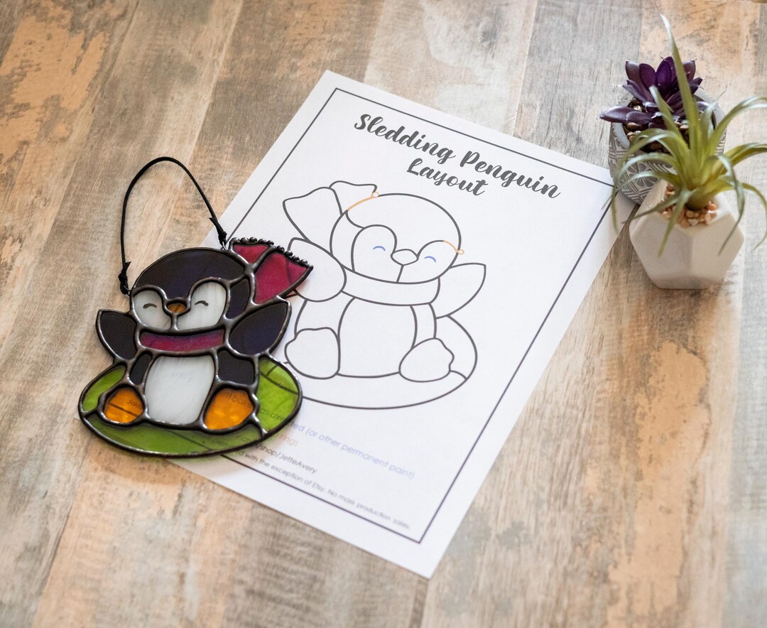 Pattern- Sledding Penguin Suncatcher - Etsy