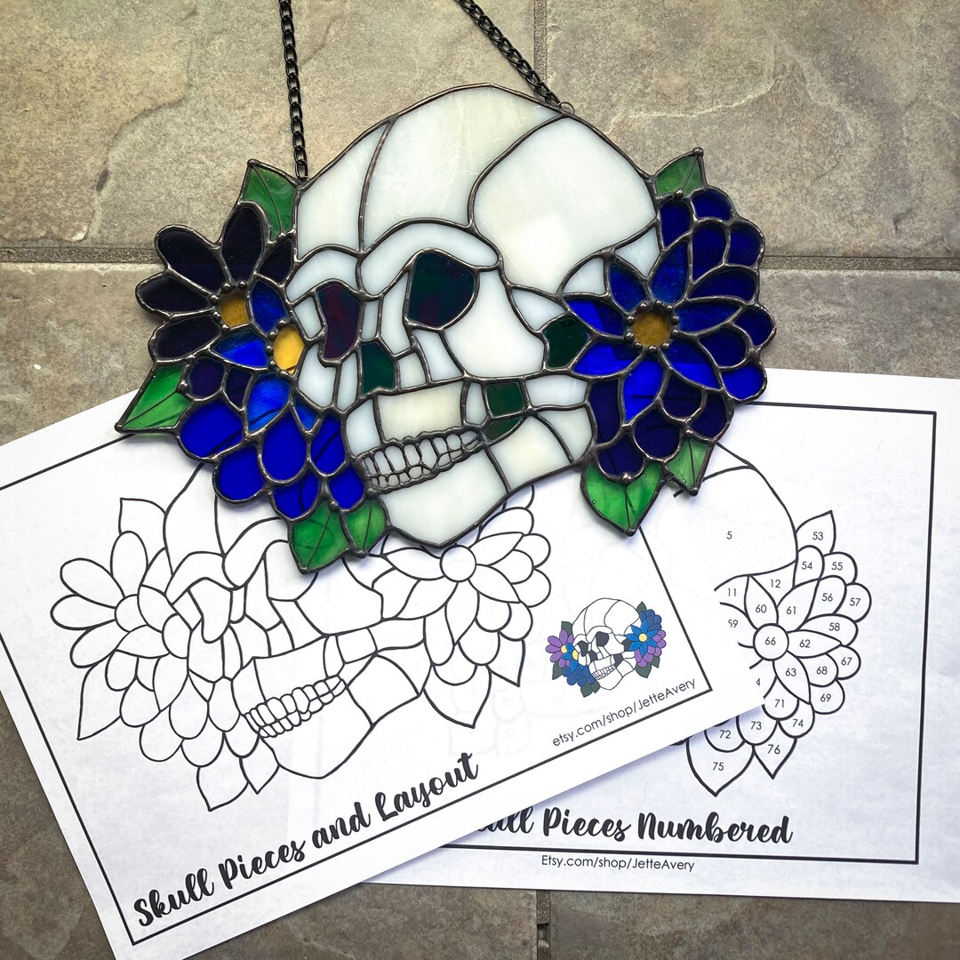 Pattern- Stained Glass Skull Suncatcher - Etsy
