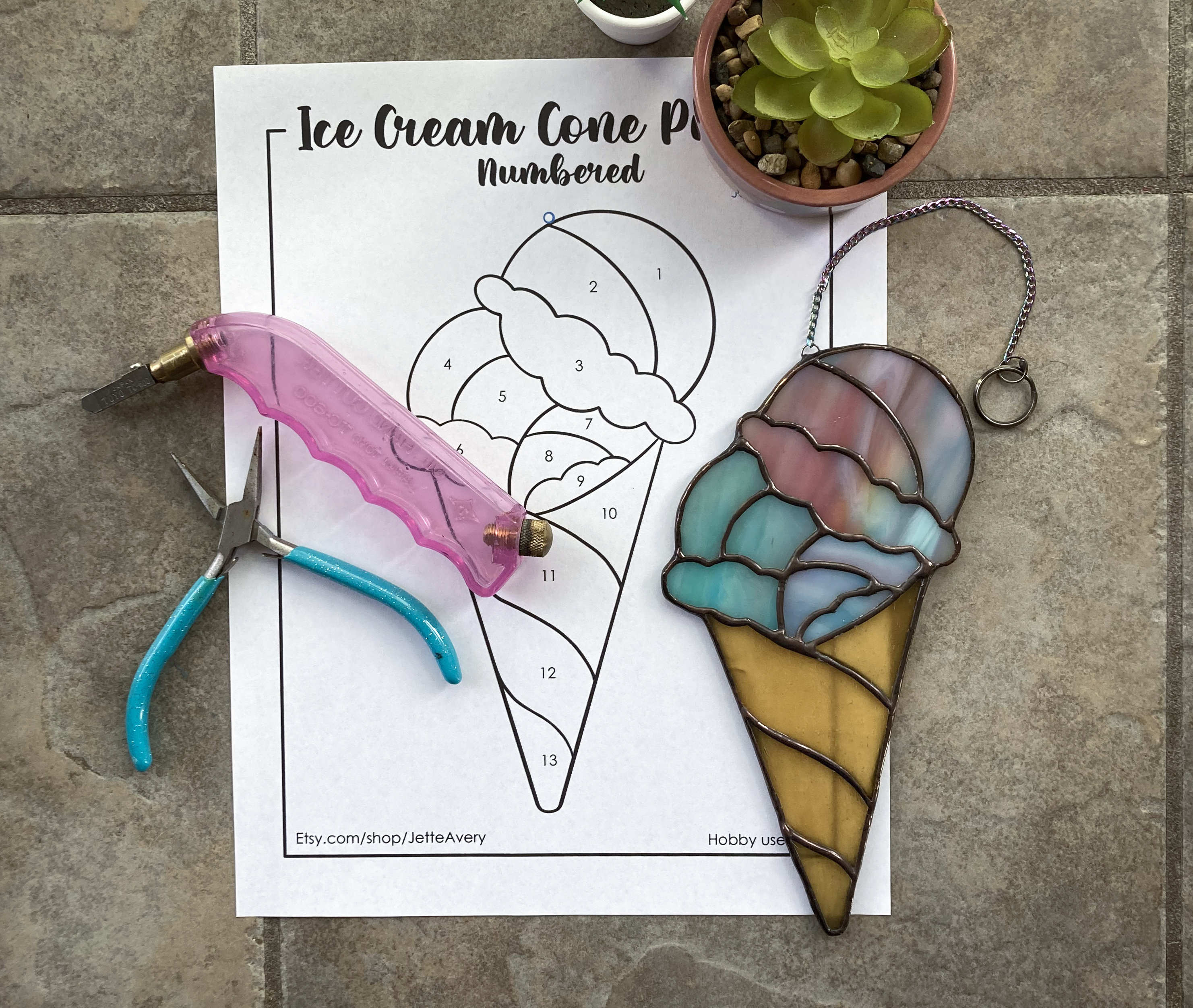 Pattern Ice Cream Cone Suncatcher - Etsy