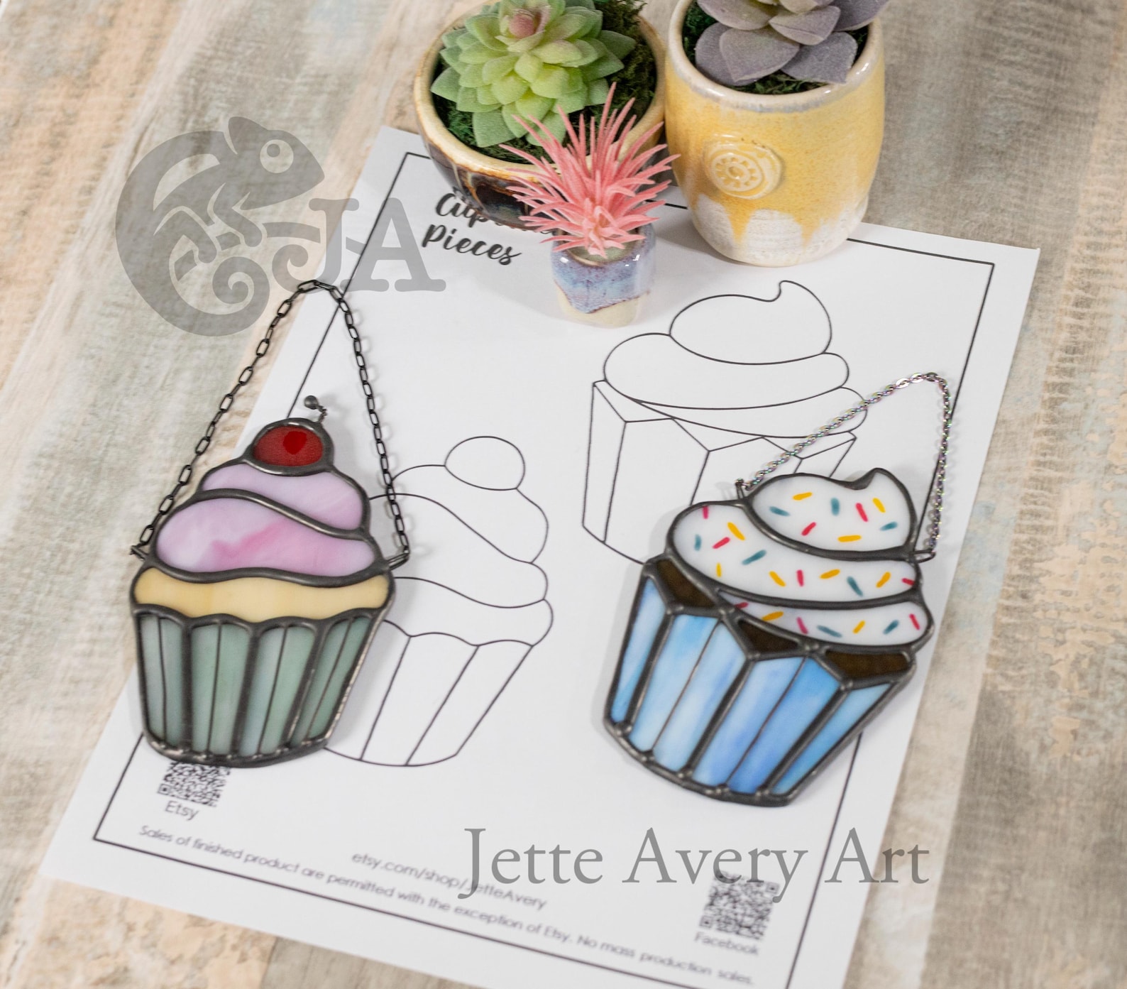 Pattern- Cupcake Stained Glass Suncatcher - Etsy