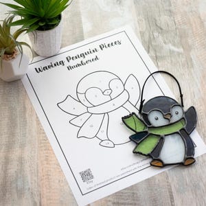 Pattern- Waving Penguin Stained Glass Suncatcher - Etsy