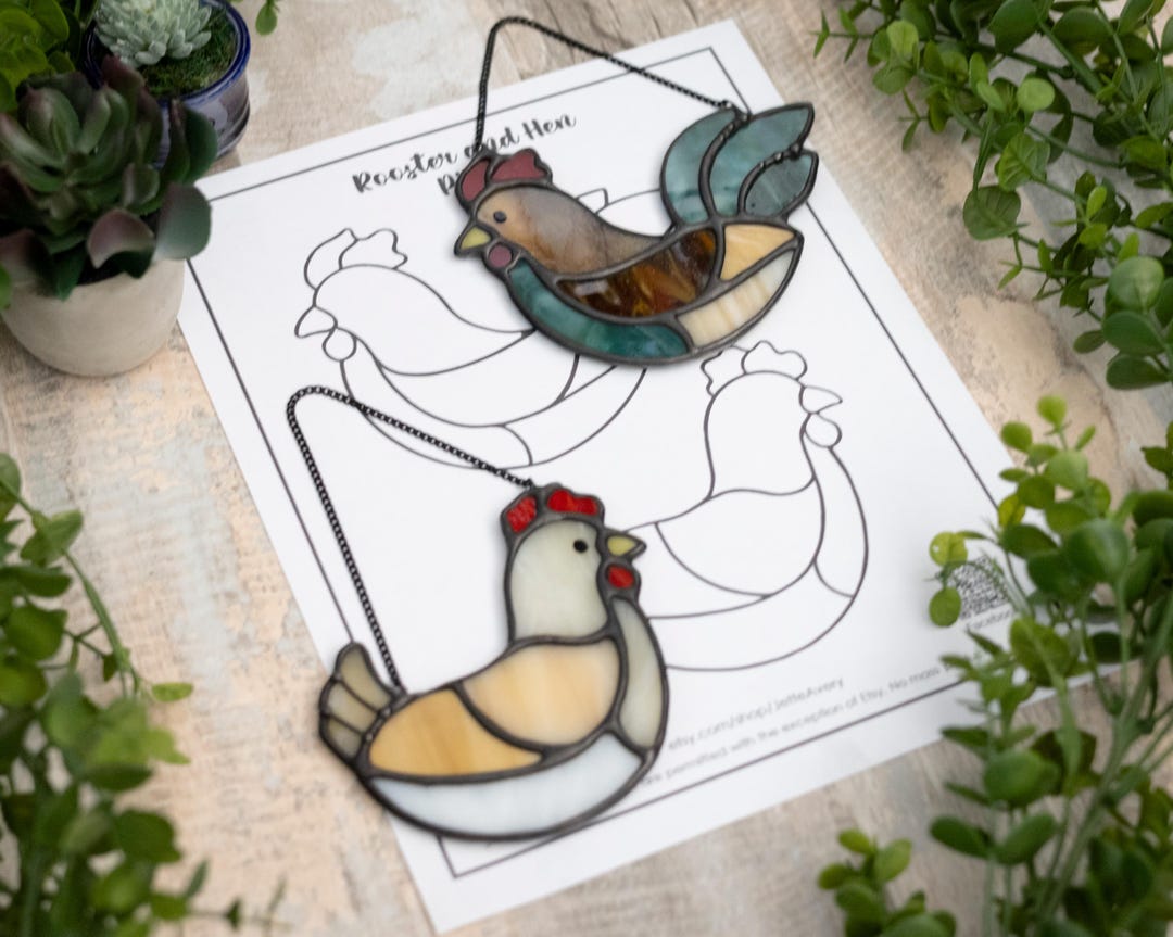 Pattern- Rooster and Hen Stained Glass Suncatcher - Etsy