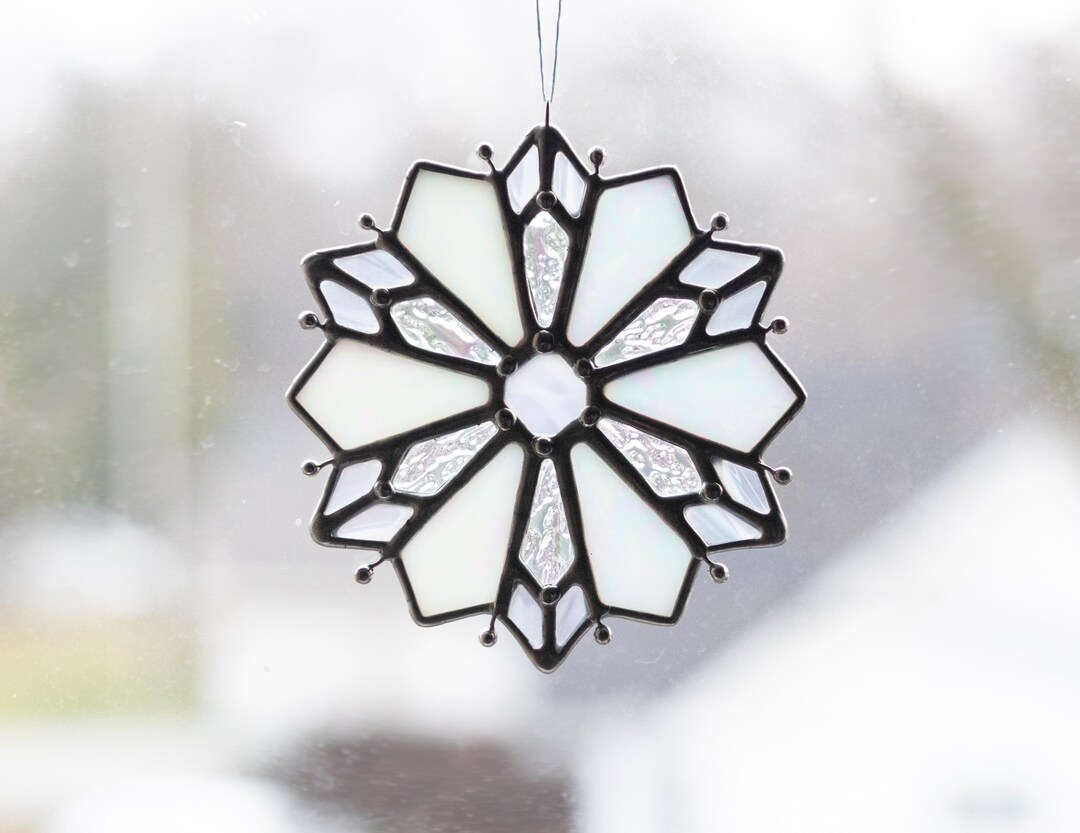 Snowflake Stained Glass Suncatcher - Etsy