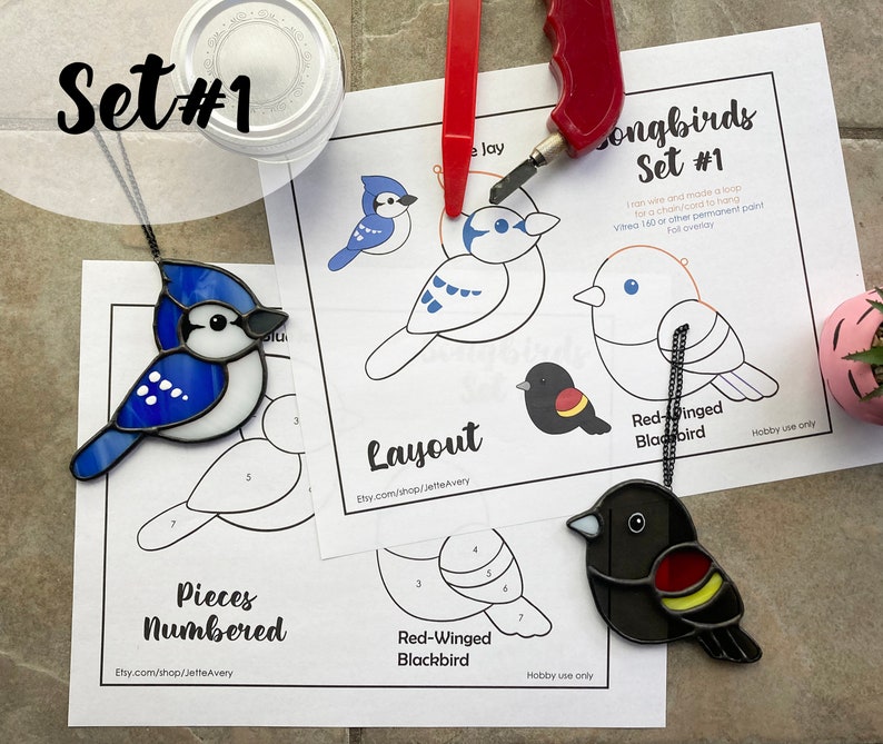 Pattern-songbird Set #1- Blue Jay and Red-winged Blackbird - Etsy