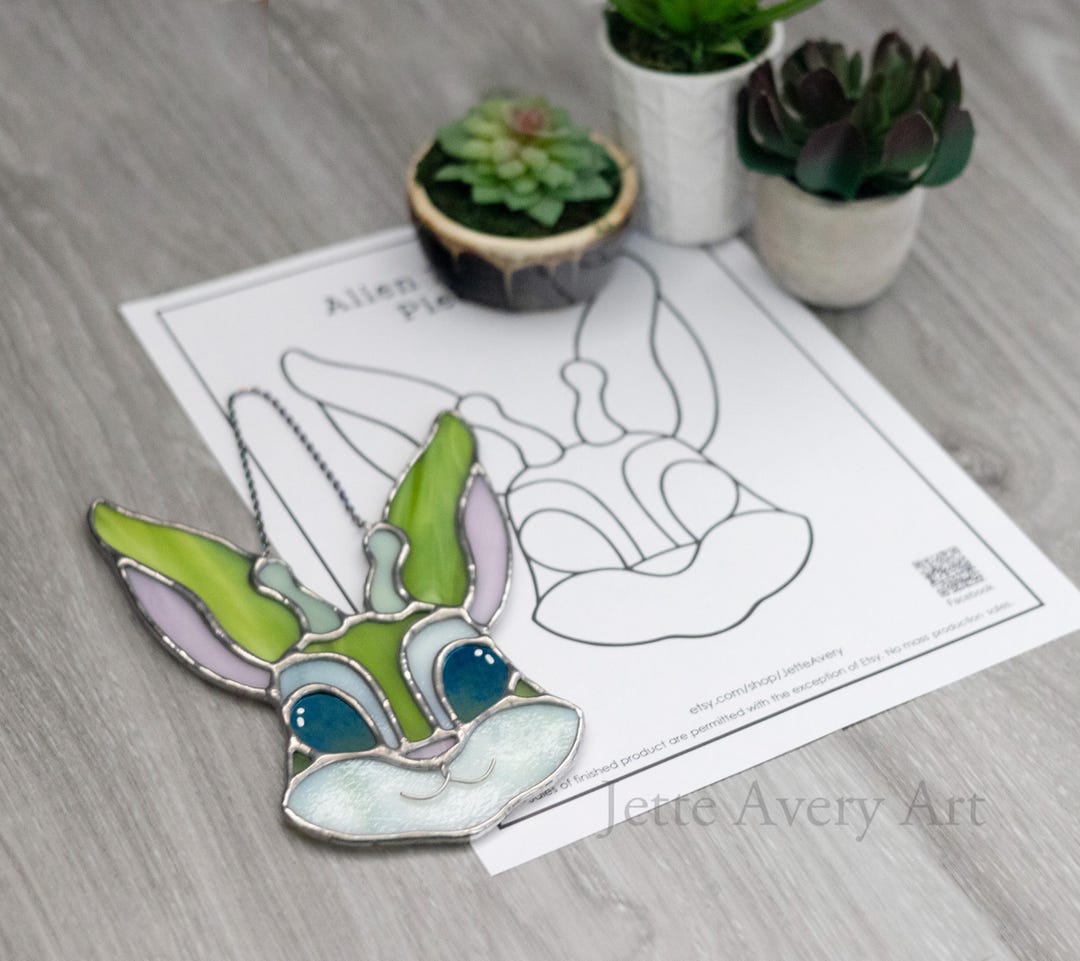 Pattern- Alien Rabbit Stained Glass Suncatcher - Etsy