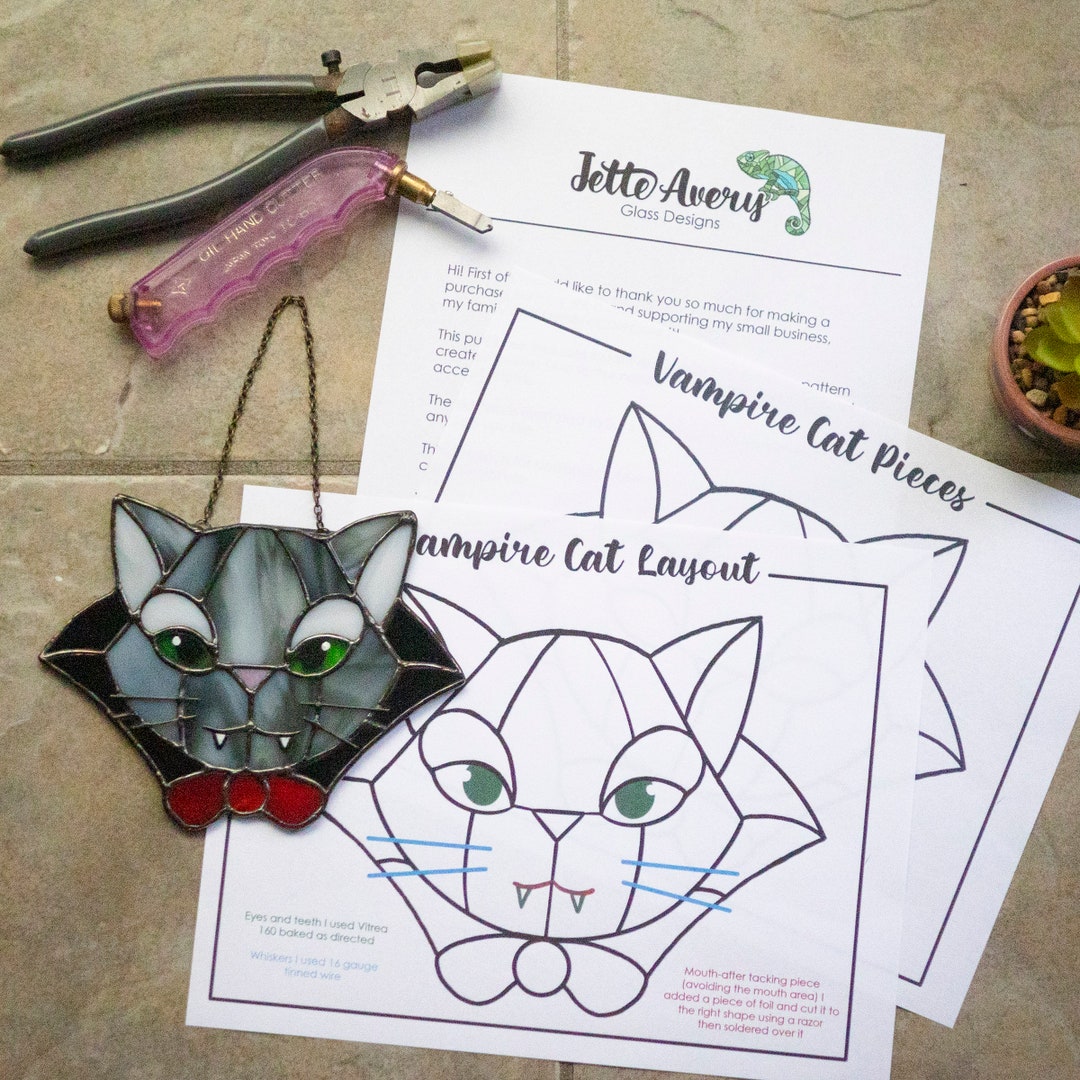 Pattern- Stained Glass Vampire Cat Suncatcher - Etsy