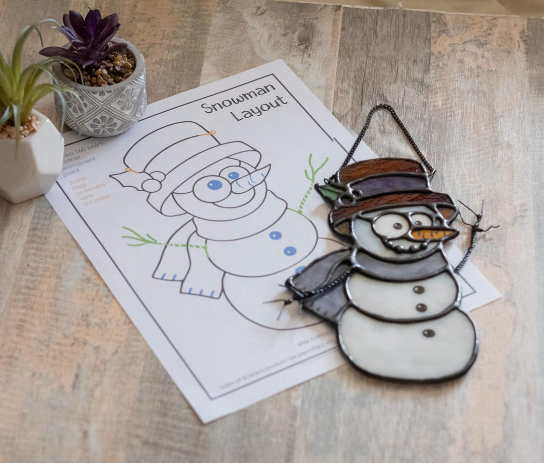 Pattern- Snowman Stained Glass Suncatcher - Etsy