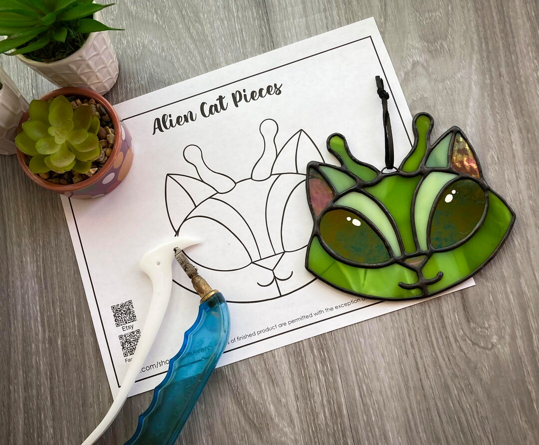 Pattern- Alien Cat Stained Glass Suncatcher - Etsy