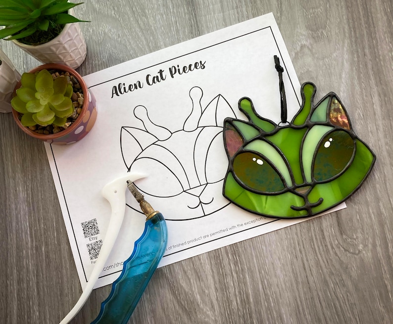 Pattern- Alien Cat Stained Glass Suncatcher - Etsy