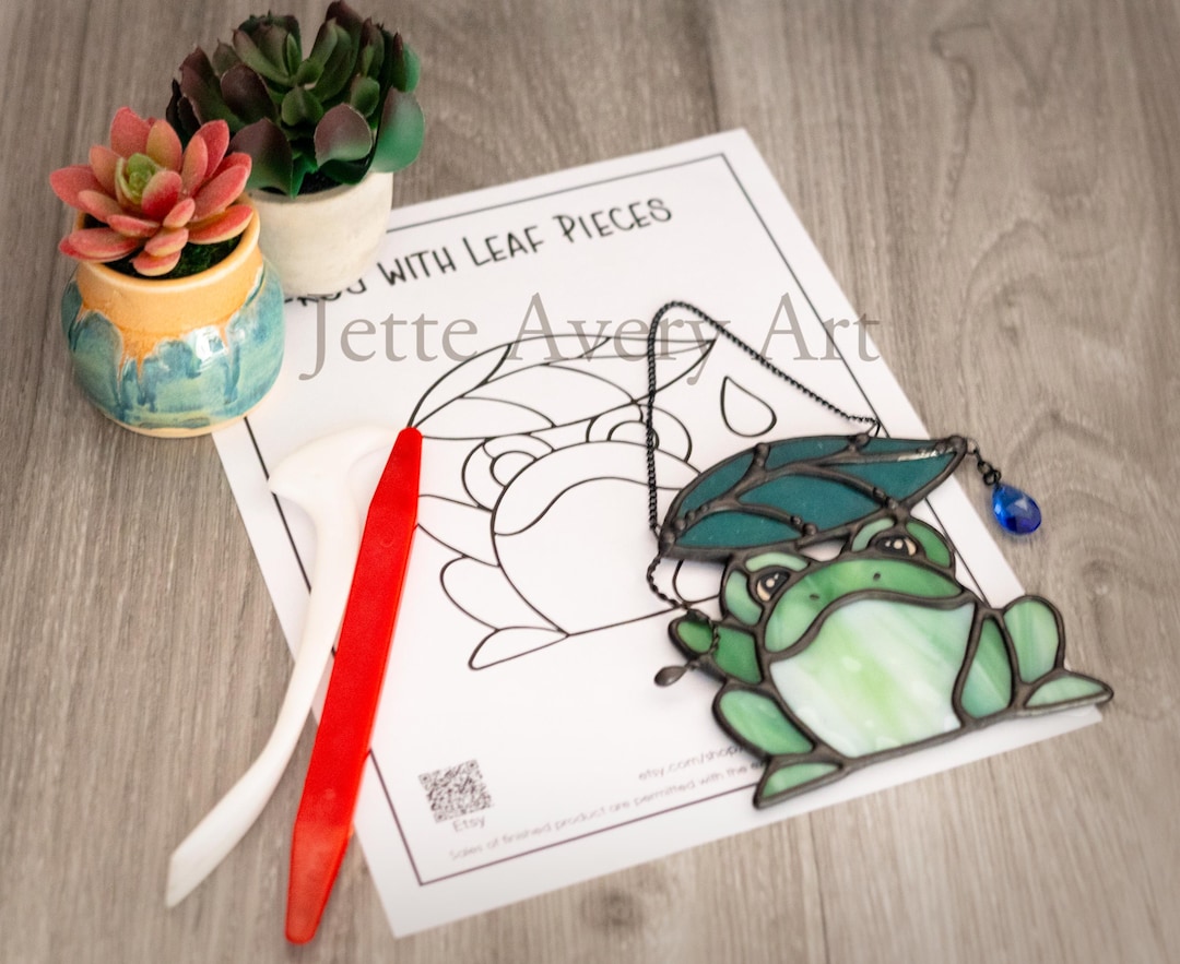 Pattern- Frog With Leaf Stained Glass Suncatcher - Etsy