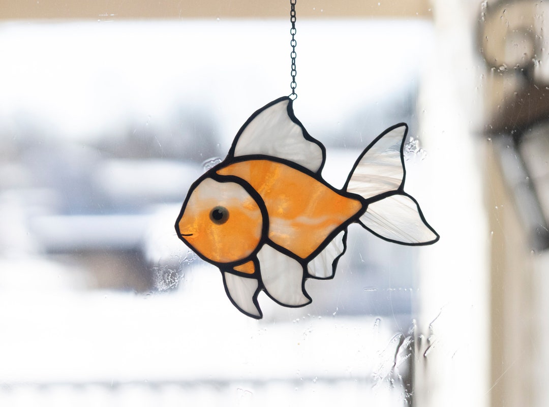 Goldfish Stained Glass Suncatcher - Etsy