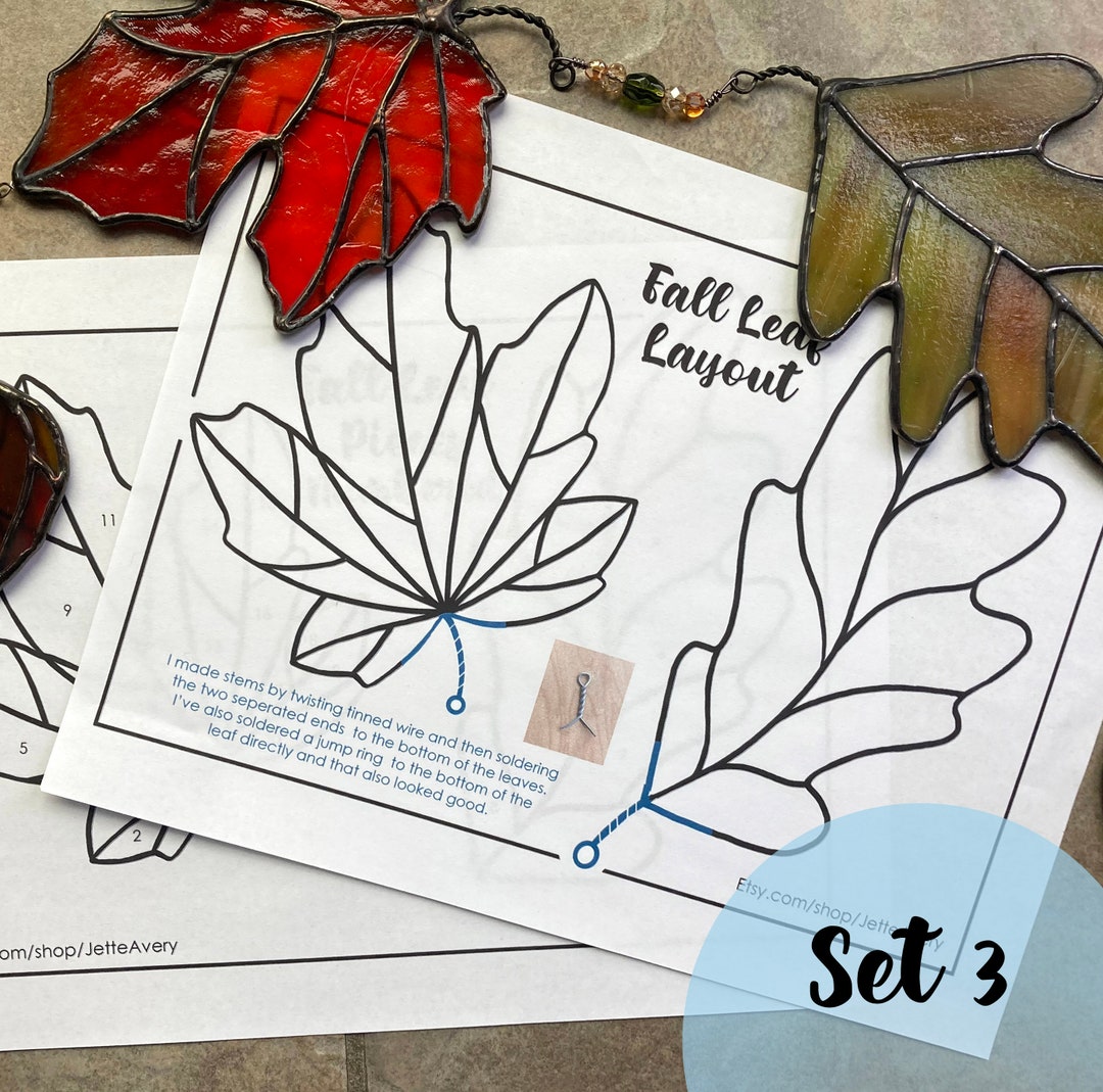 Pattern- Stained Glass Leaves Set # 3 (2 Leaves) - Etsy