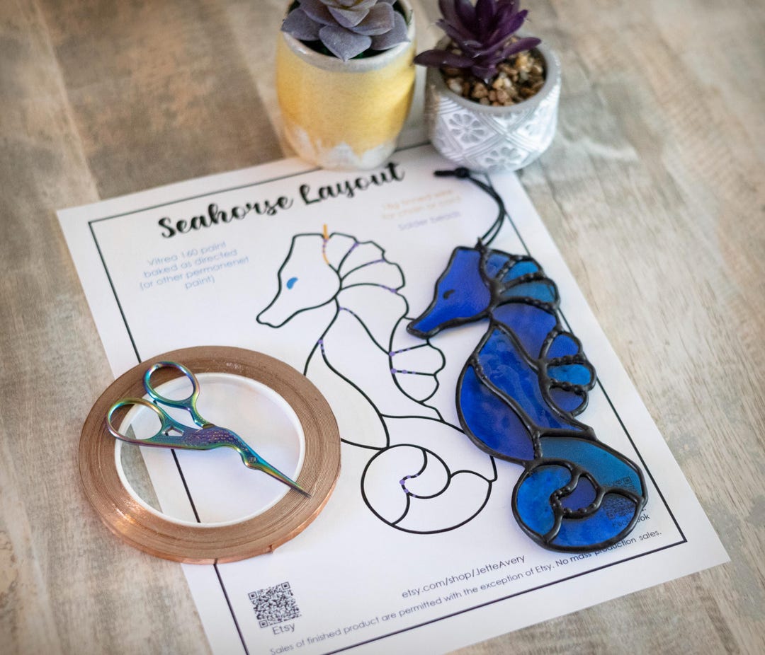 Pattern- Seahorse Stained Glass Suncatcher - Etsy