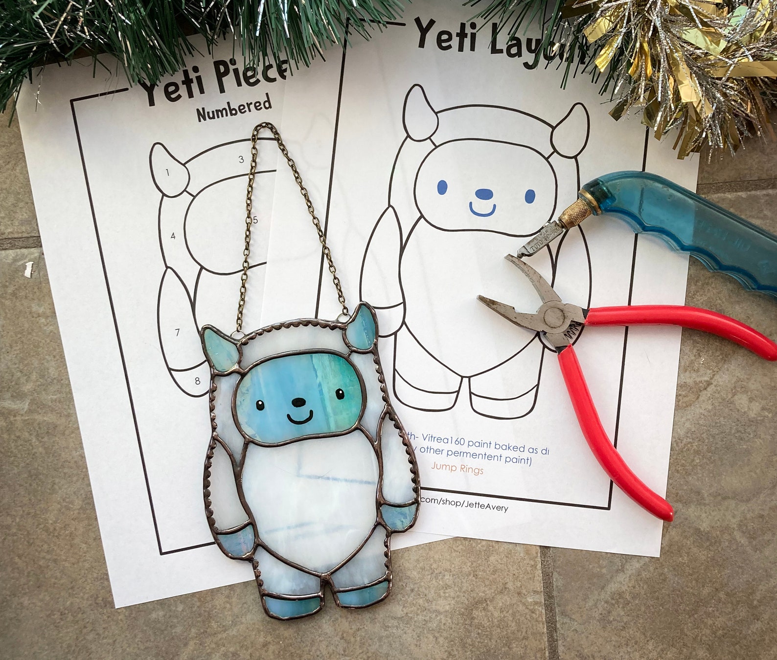 Pattern Stained Glass Yeti Suncatcher - Etsy