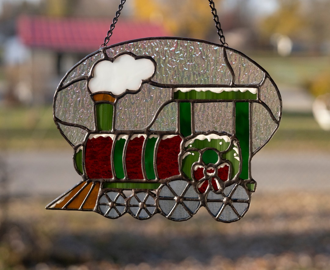 Stained Glass Christmas Train Suncatcher - Etsy