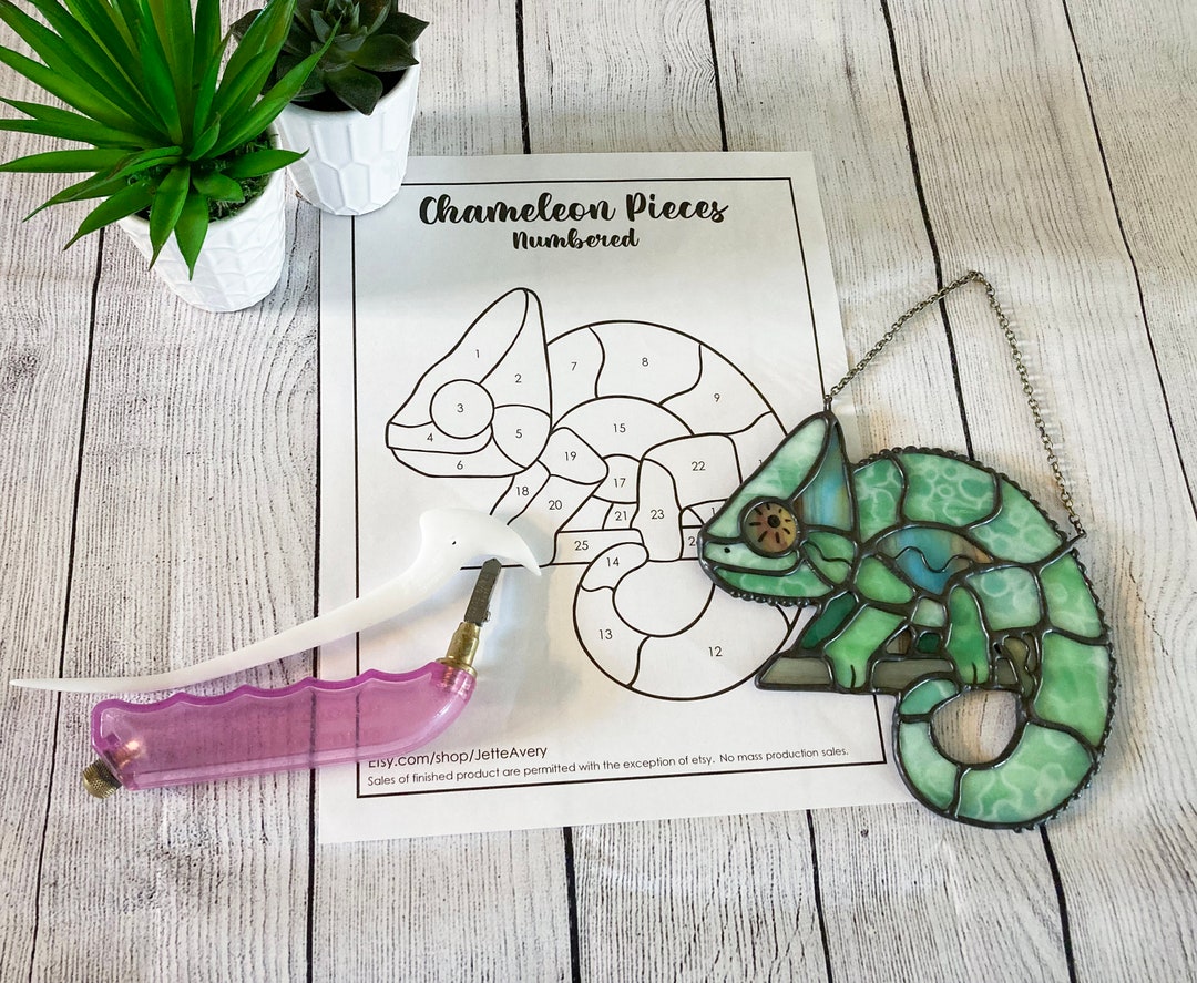 Pattern- Chameleon Stained Glass Suncatcher - Etsy