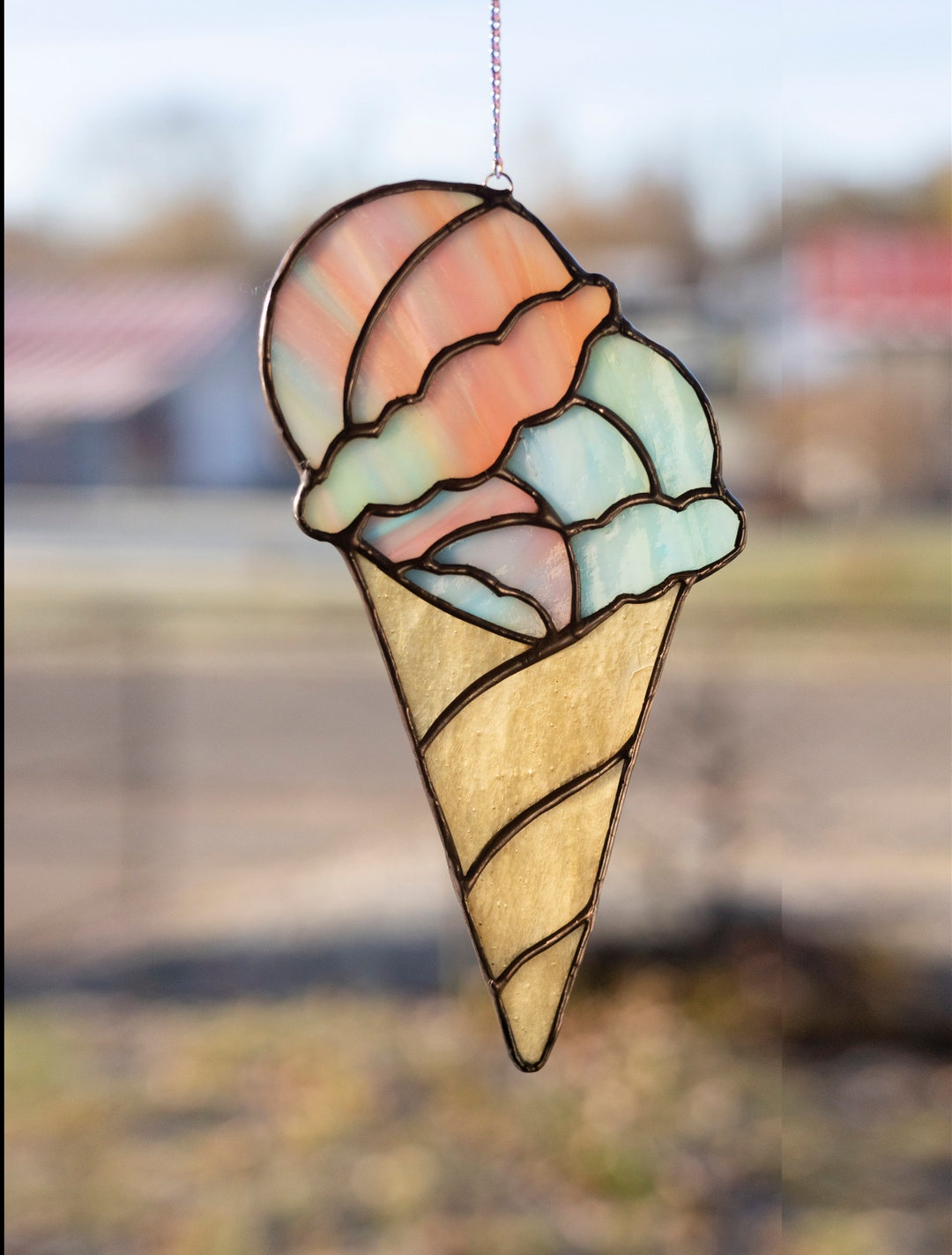 Stained Glass Ice Cream Cone Suncatcher - Etsy