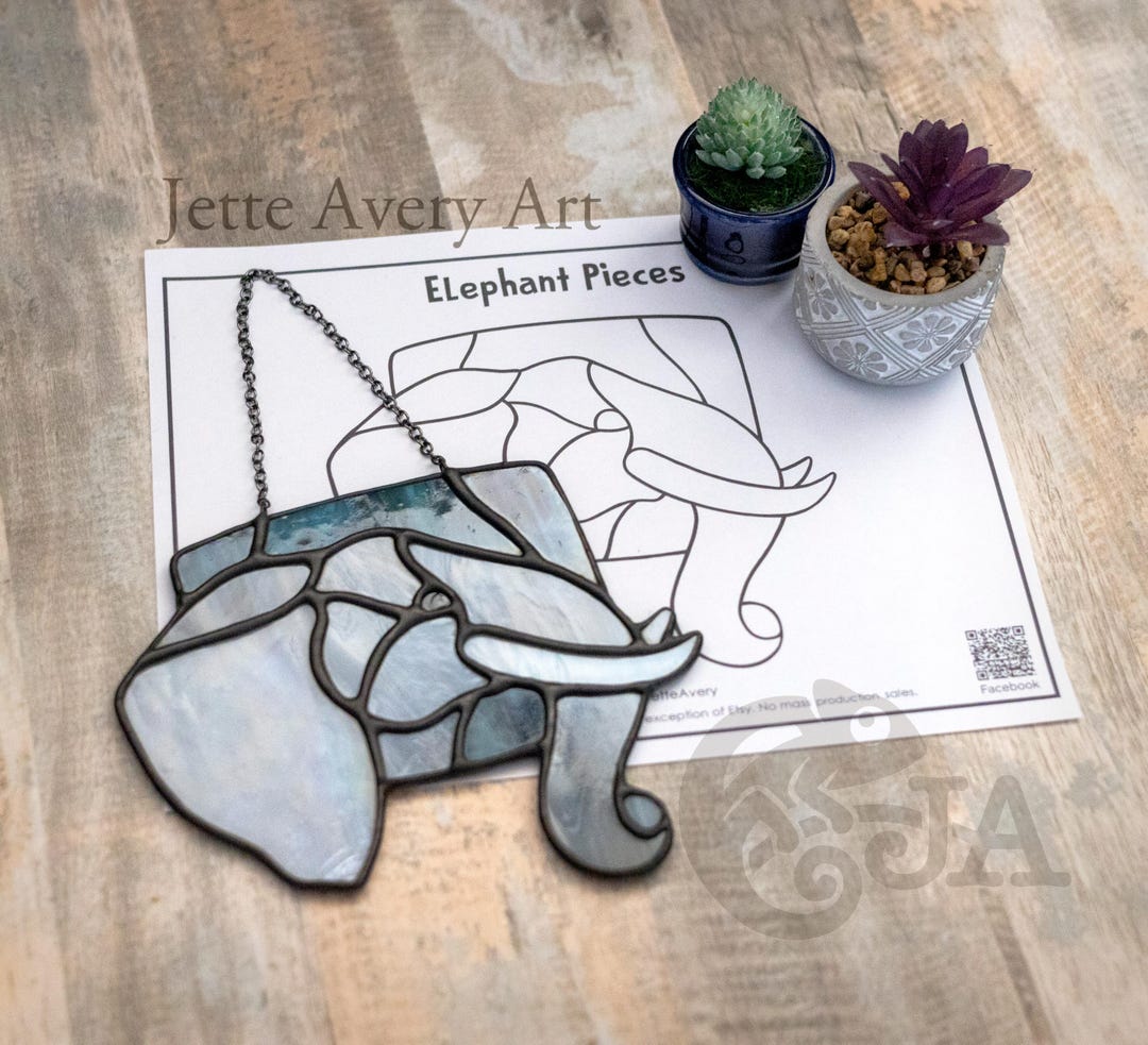Pattern- Elephant Stained Glass Suncatcher - Etsy