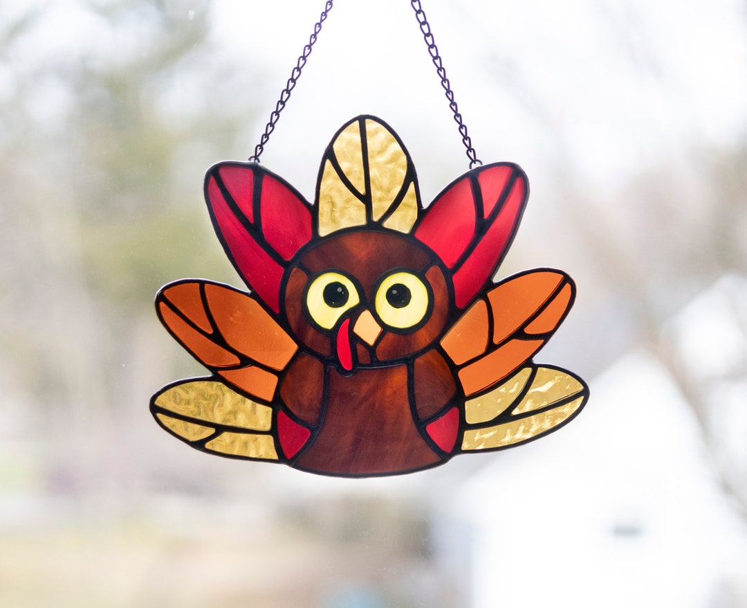Stained Glass Turkey Suncatcher - Etsy