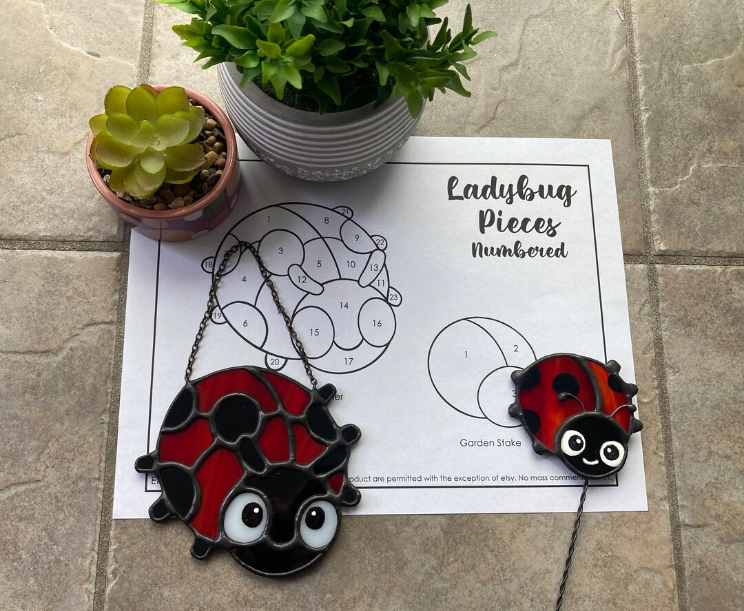Pattern- Ladybug Suncatcher and Garden Stake - Etsy
