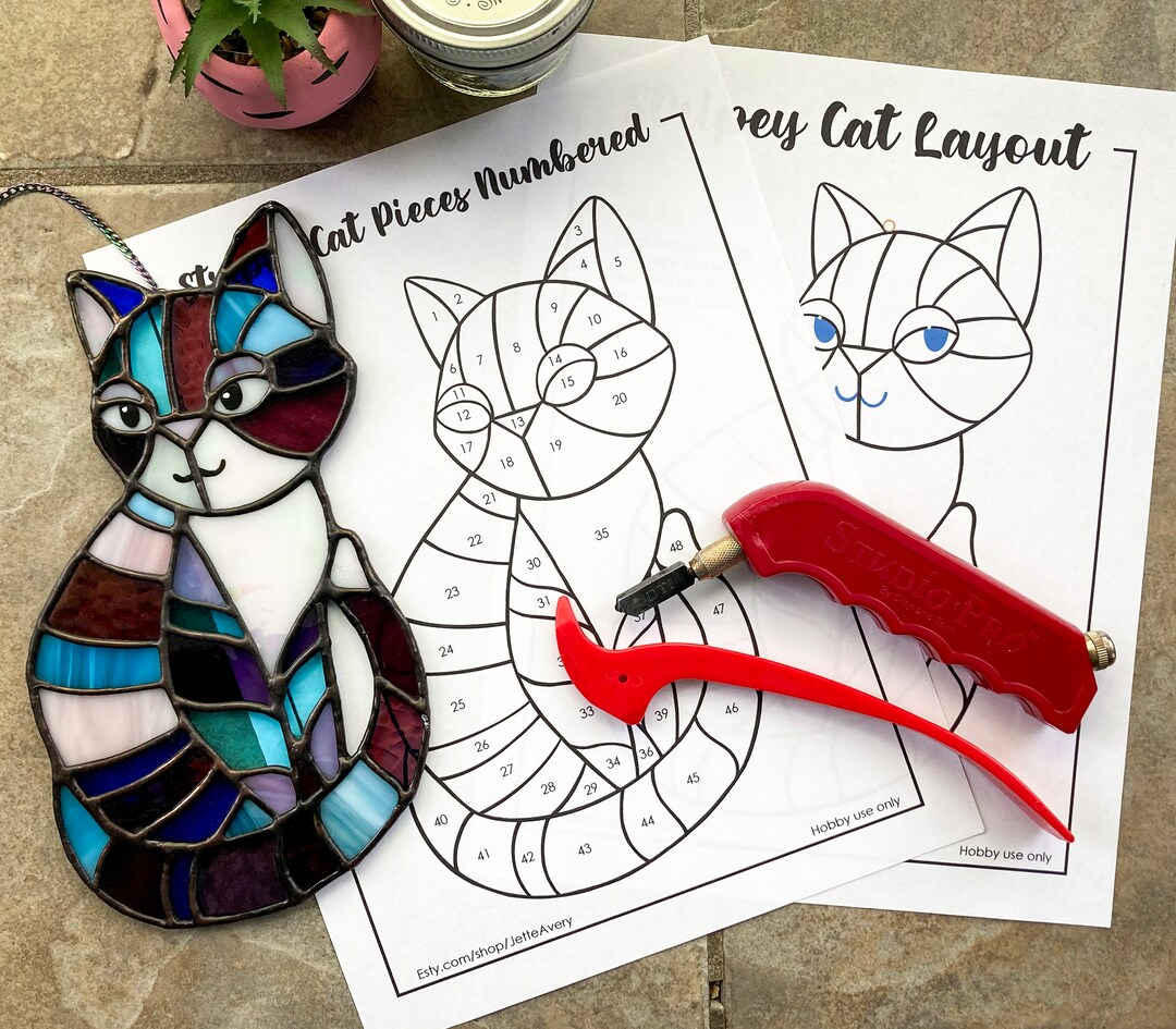 Pattern- Stained Glass Stripey Cat Suncatcher - Etsy