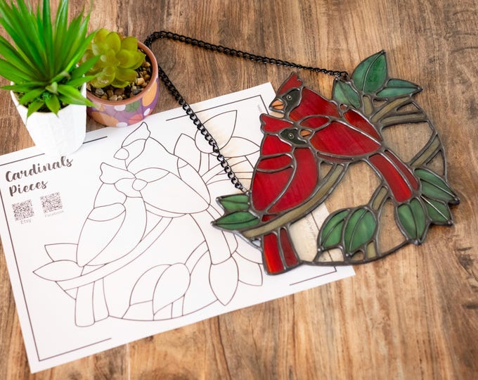 Red Cardinal Stained Glass Pattern: Printable PDF, SVG File (digital ...